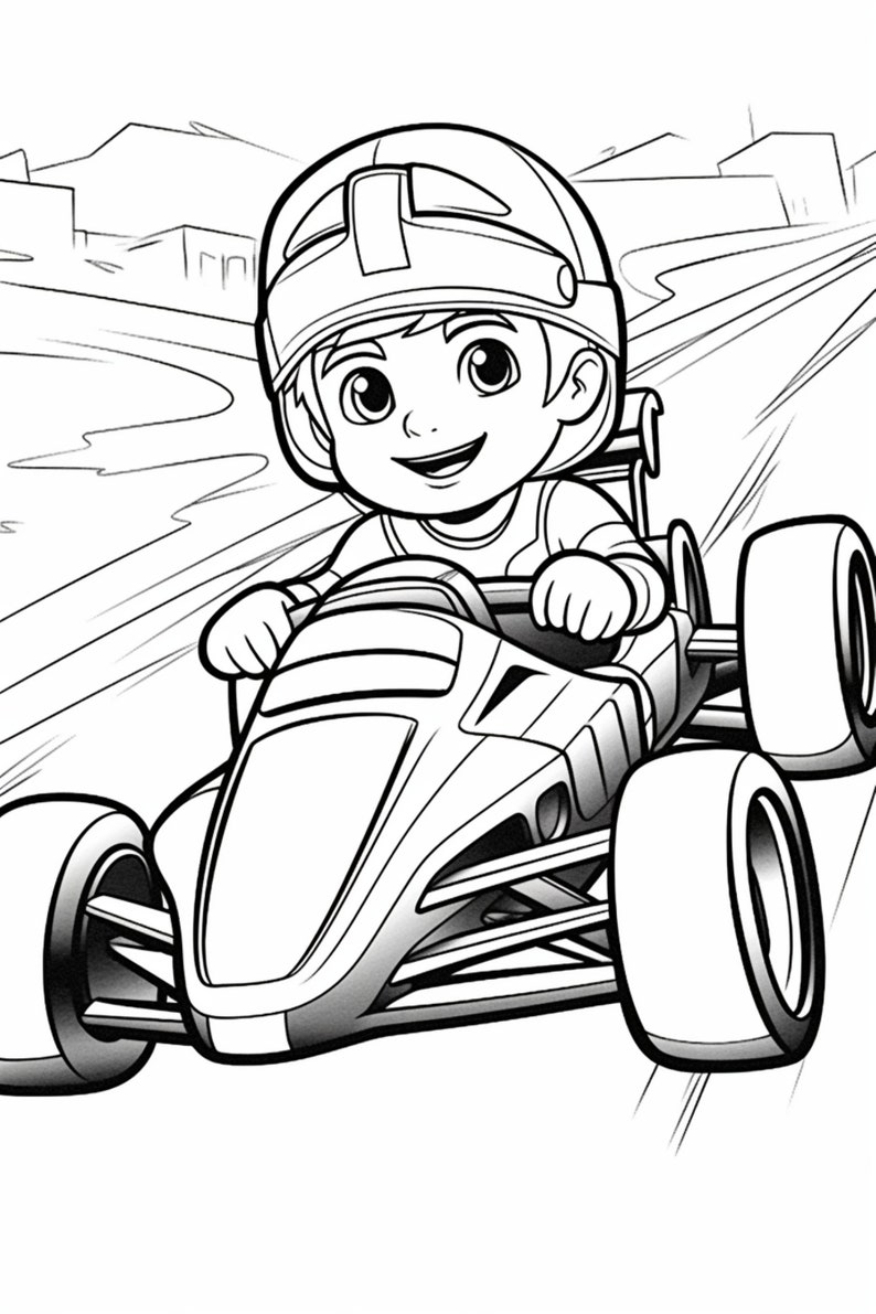 Race Car 3- Coloring Pages (5) - Etsy