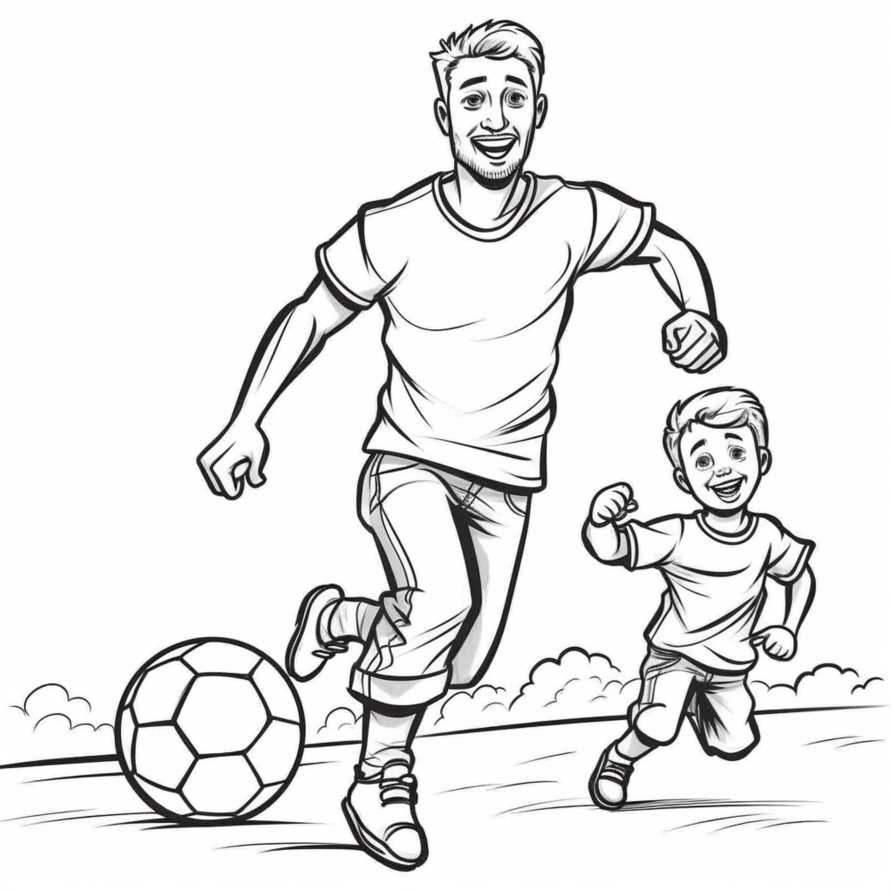 Father and Son Soccer - Coloring Pages (5) - Etsy