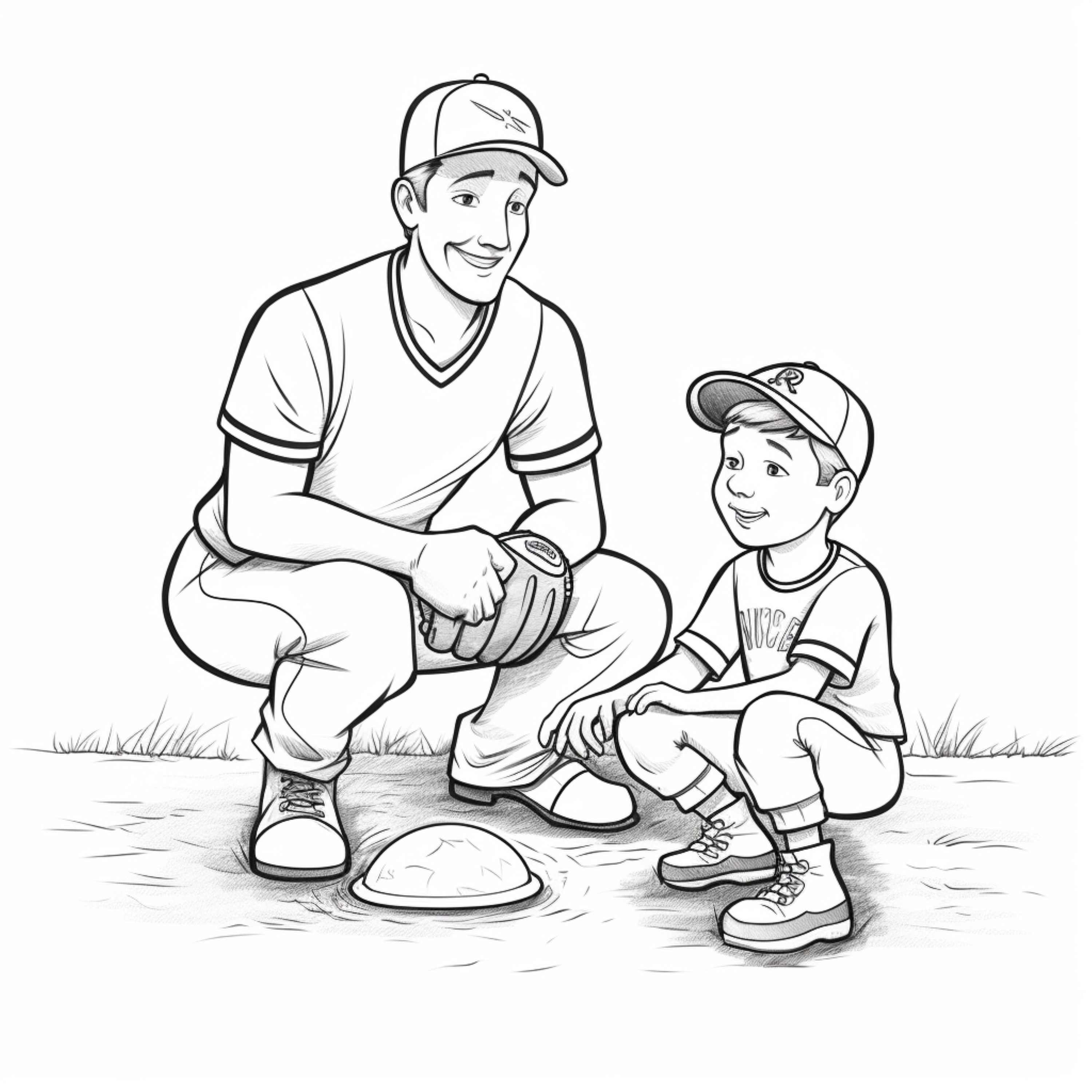 Father and Son Baseball 1- Coloring Pages (5) - Etsy