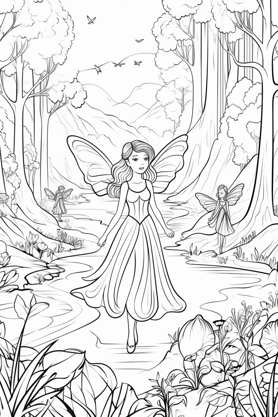 Fairies 2- Coloring Pages (5) - Etsy