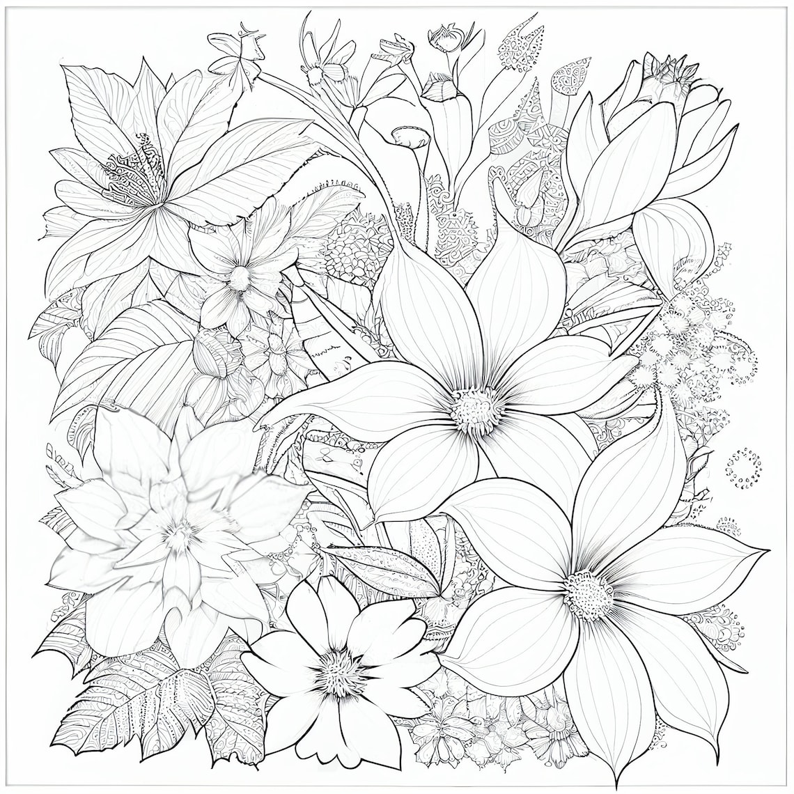 Floral 1- Coloring Pages (5) - Etsy