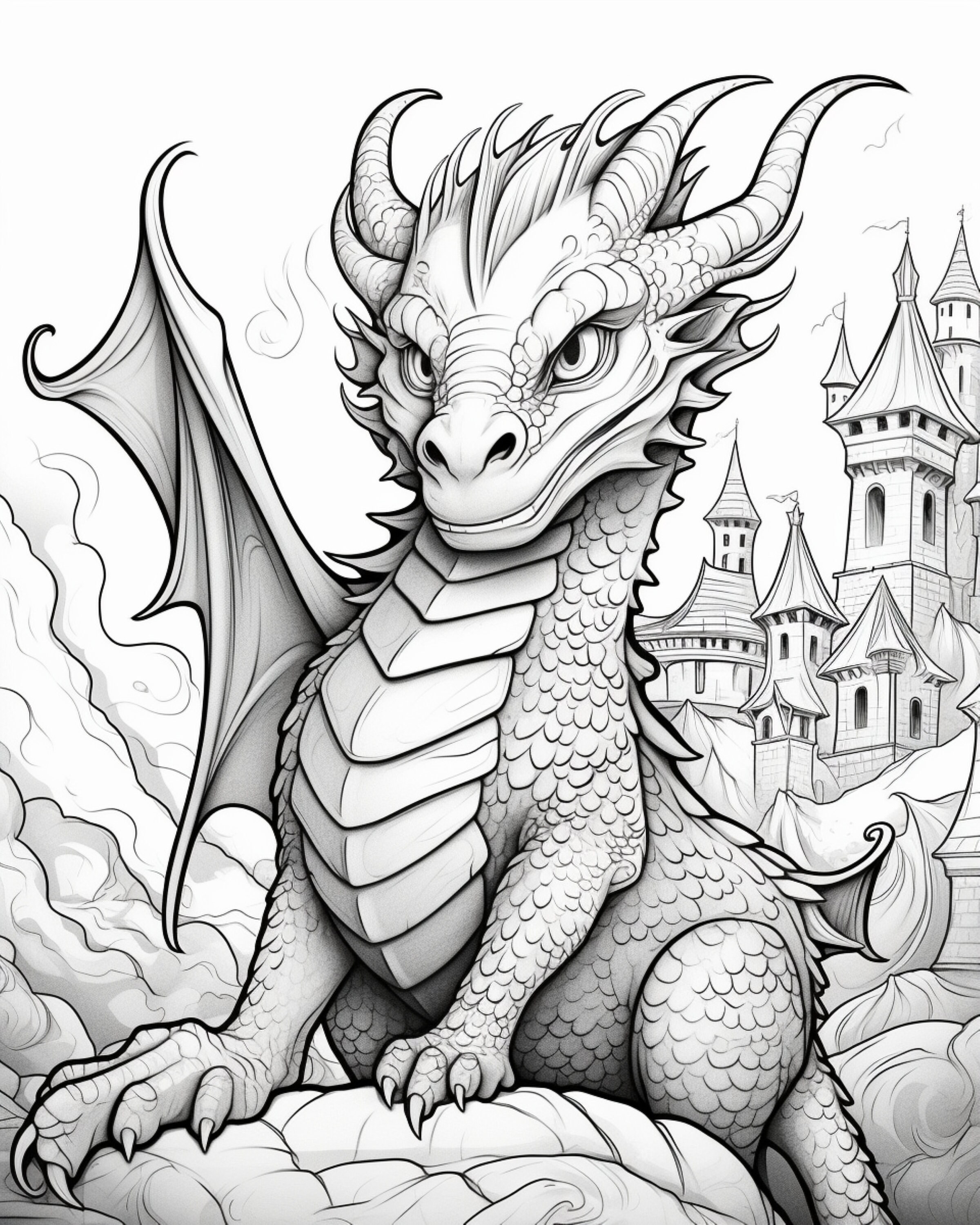 Dragon 7- Coloring Pages (5) - Etsy