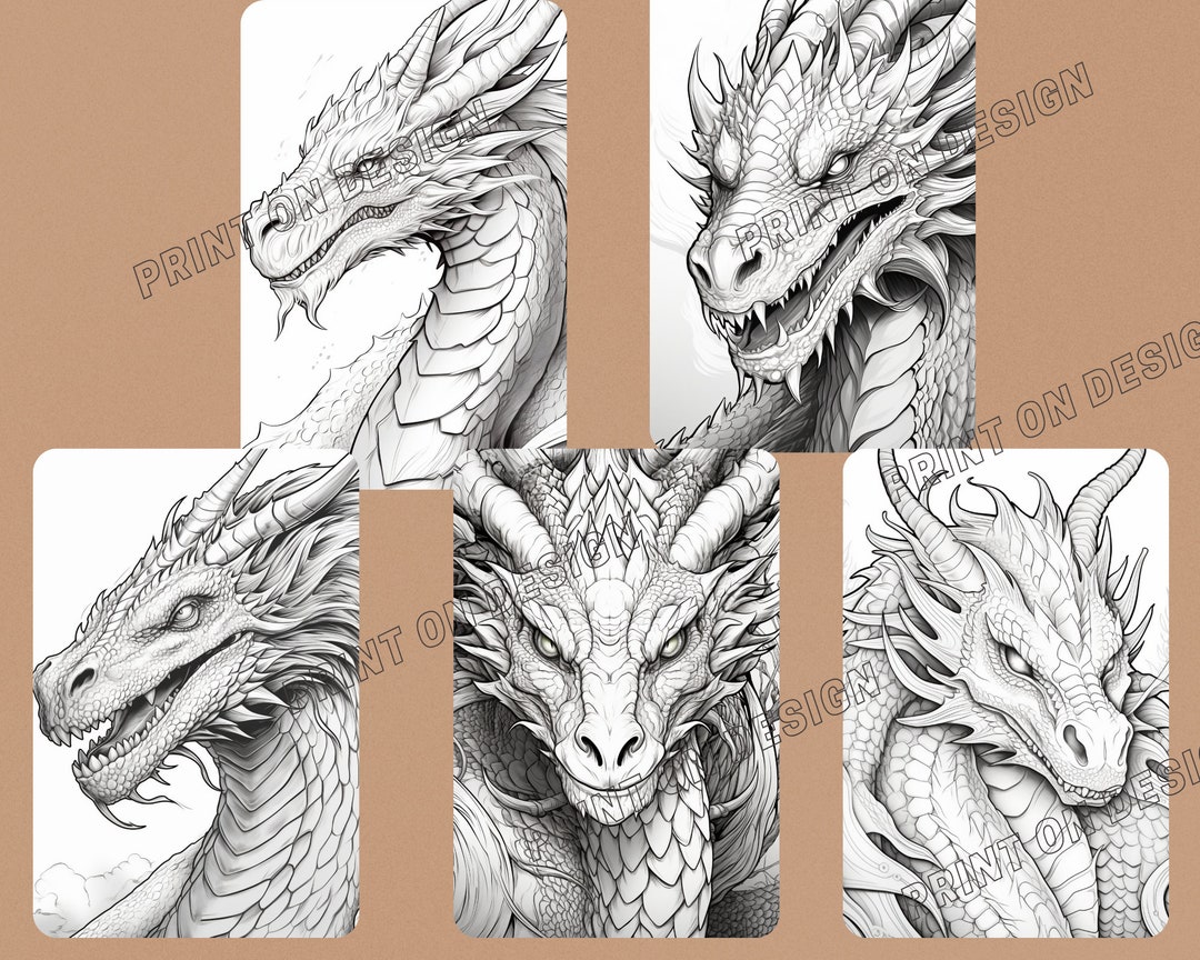 Dragon 9- Coloring Pages (5) - Etsy