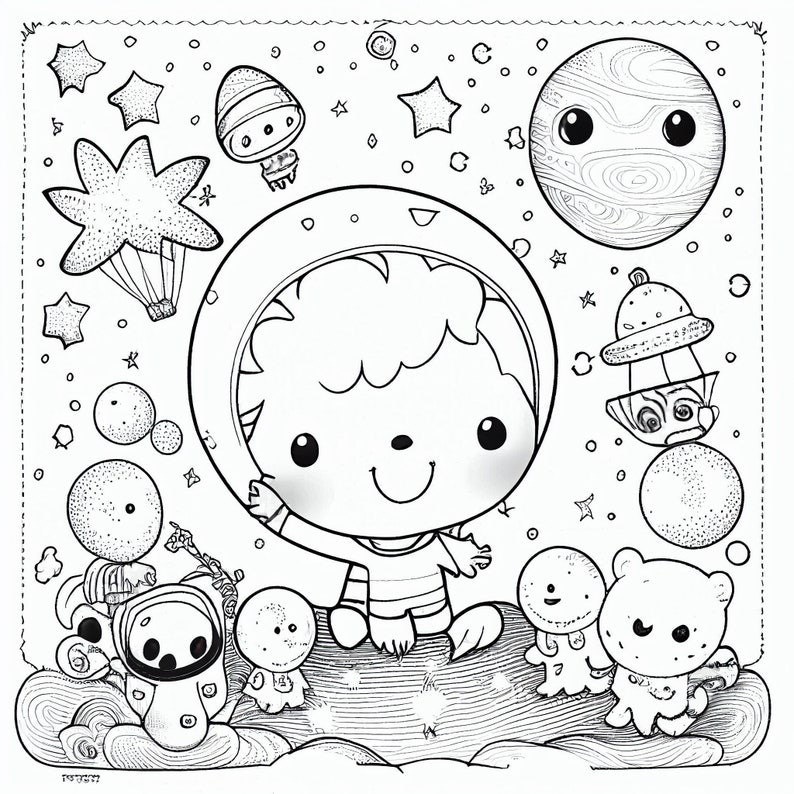 Outer Space 1- Coloring Pages (4) - Etsy