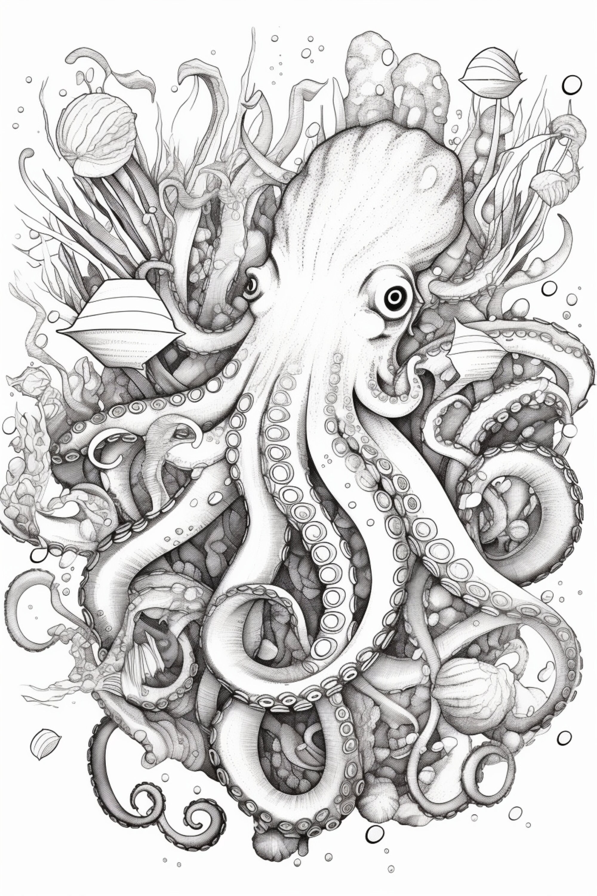 Ocean Creatures 6- Coloring Pages (5) - Etsy