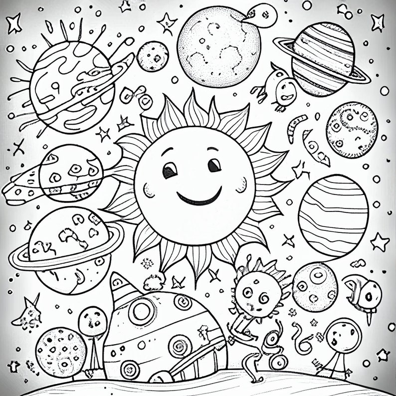 Outer Space 3- Coloring Pages (4) - Etsy