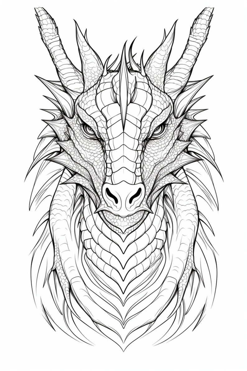 Dragon 12- Coloring Pages (5) - Etsy
