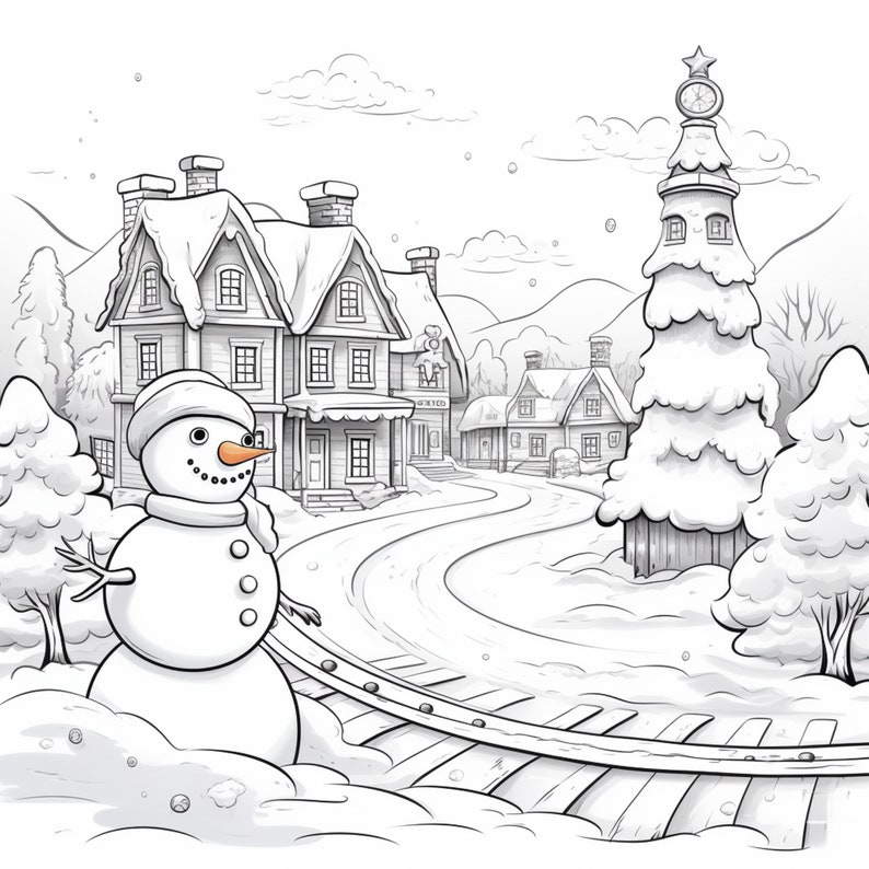 Winter/christmas 5 Coloring Pages 5 - Etsy