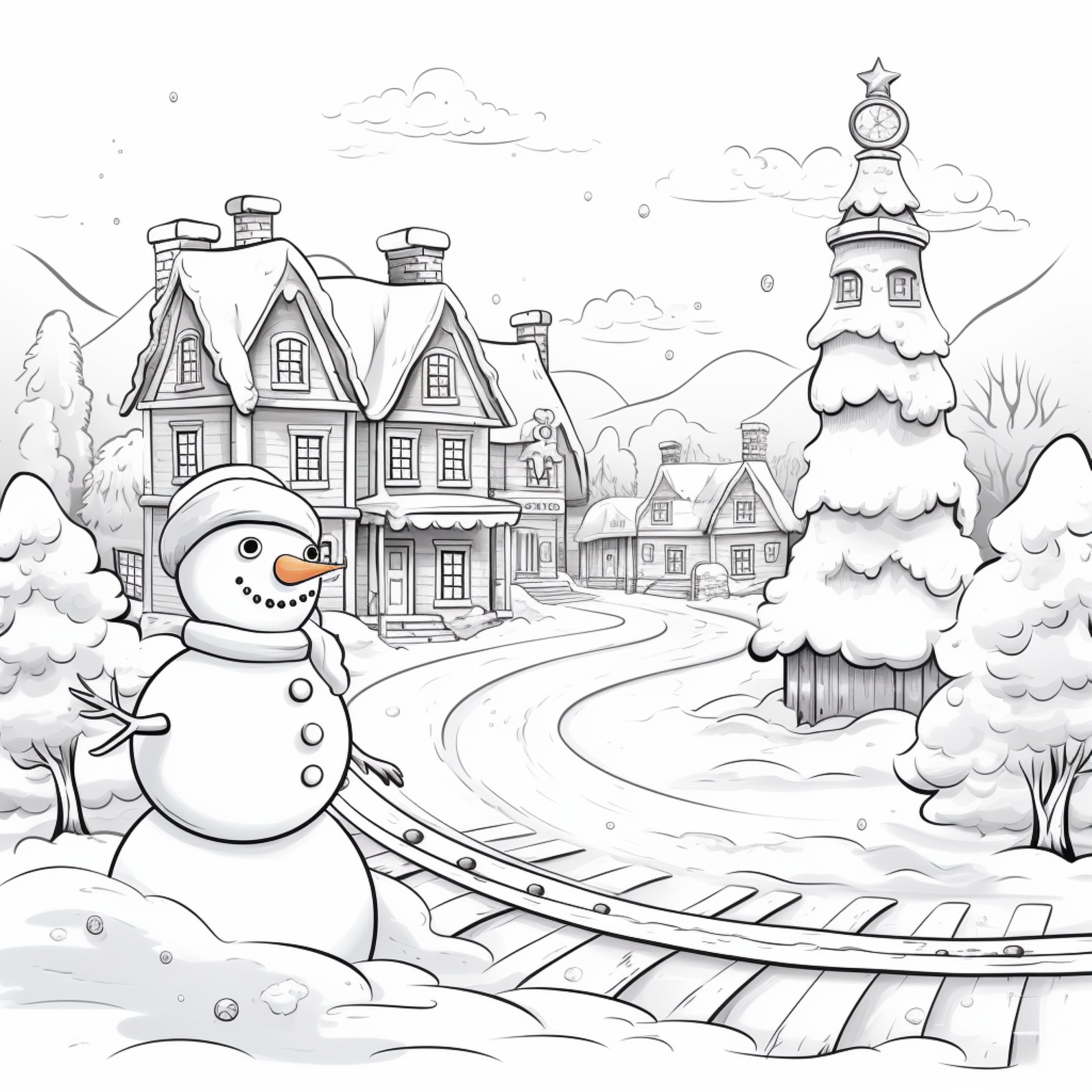 Winter/christmas 5 Coloring Pages 5 - Etsy