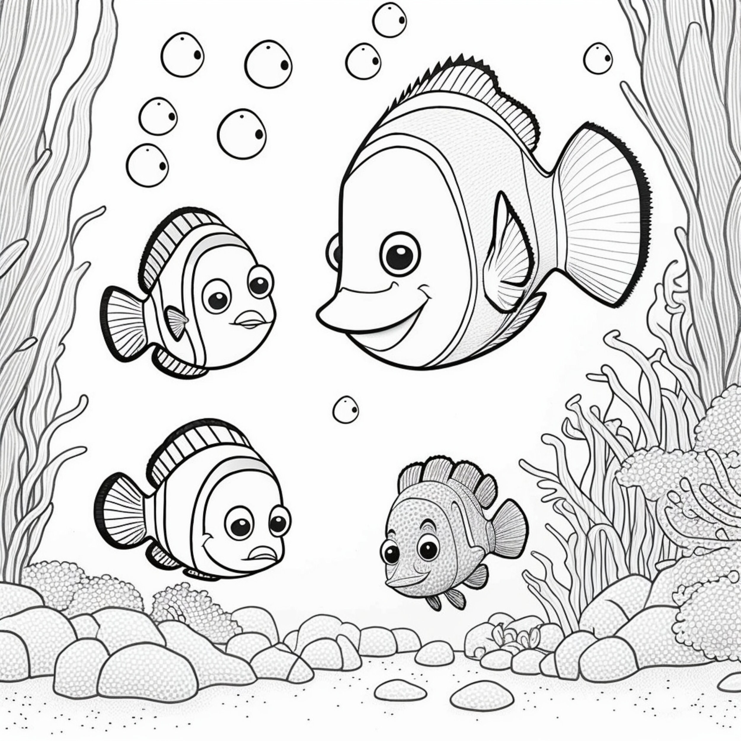 Fish 3- Coloring Pages (5) - Etsy