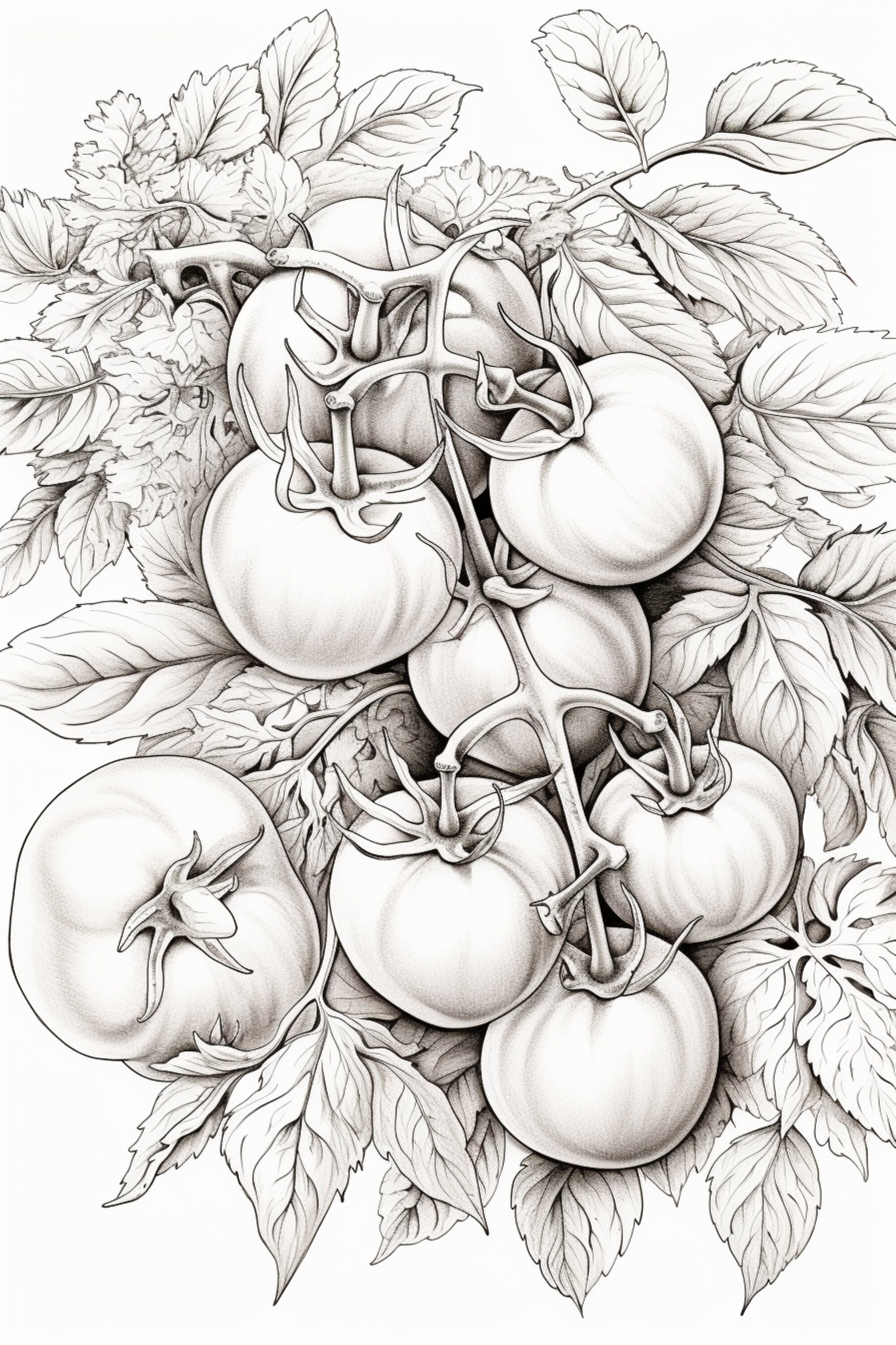 Tomato- Coloring Pages (5) - Etsy
