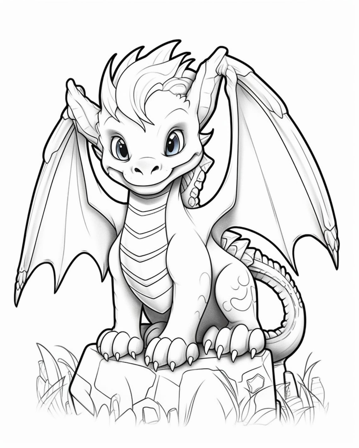 Dragon 2- Coloring Pages (5) - Etsy