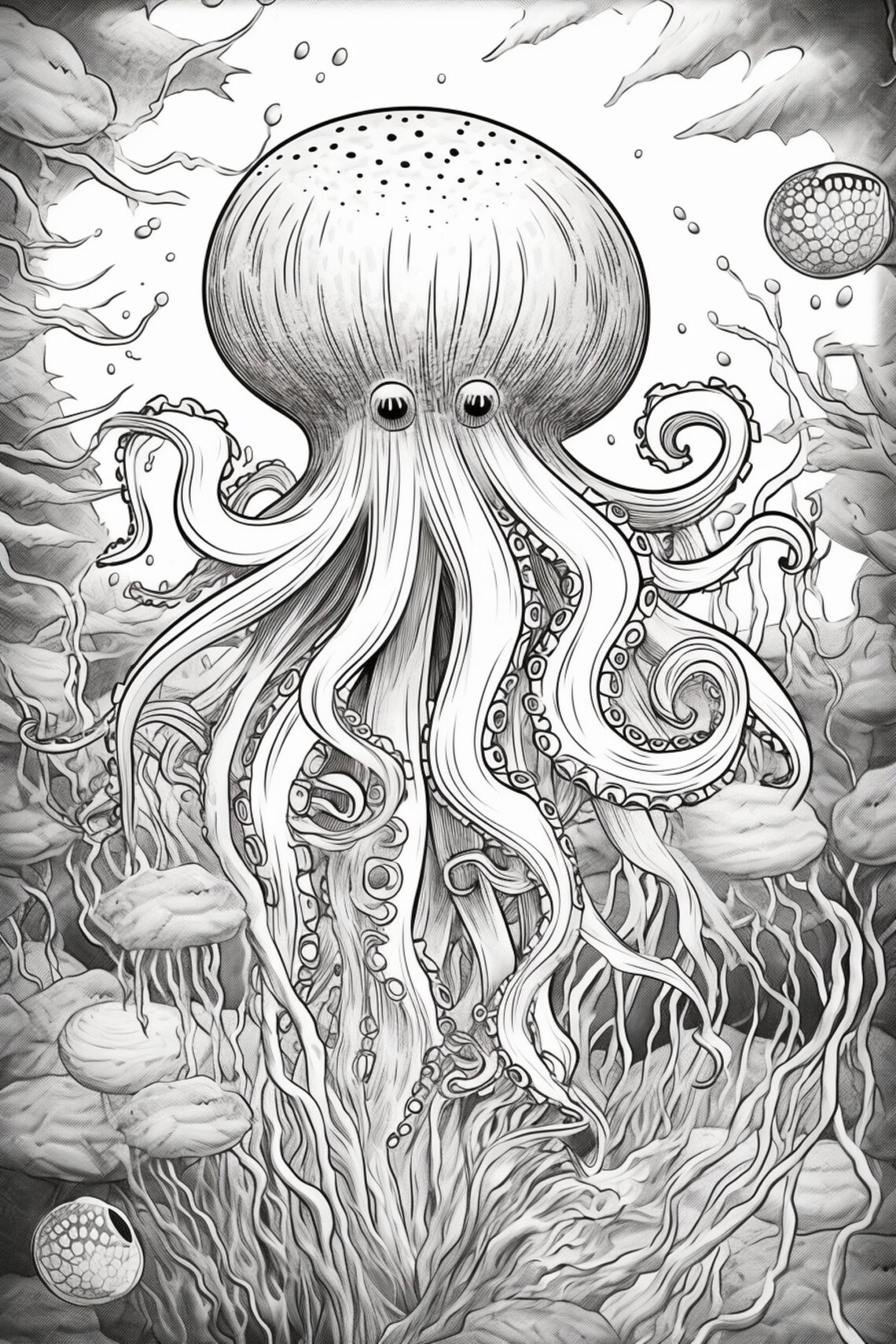 Ocean Creatures 4- Coloring Pages (5) - Etsy