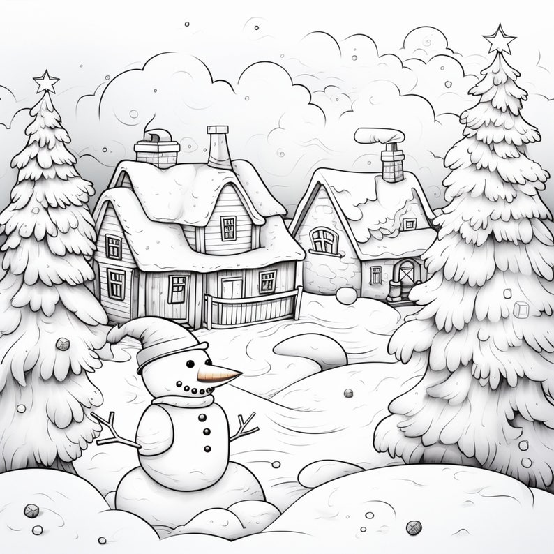 Winter/christmas 3- Coloring Pages (5) - Etsy