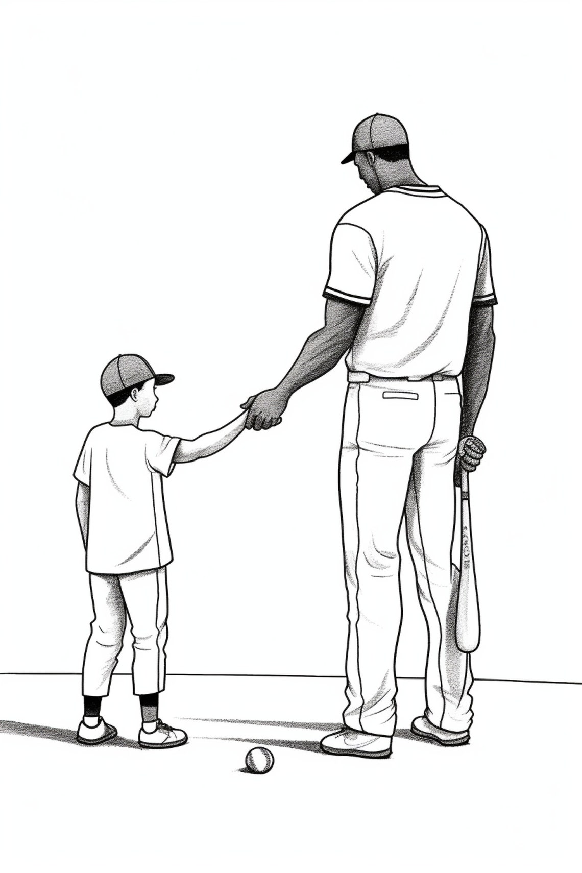Father and Son Baseball 1- Coloring Pages (5) - Etsy