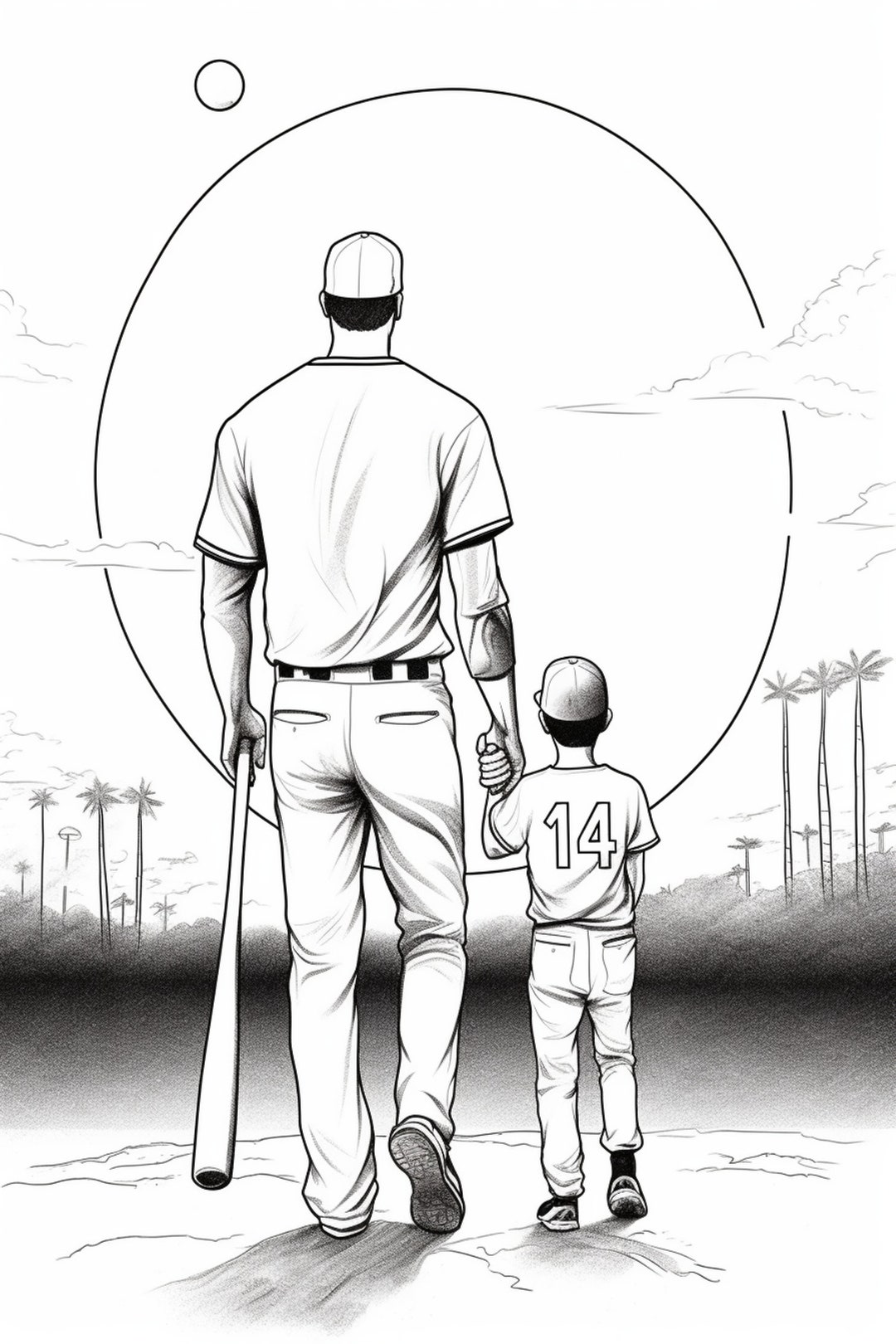 Father and Son Baseball 3- Coloring Pages (5) - Etsy