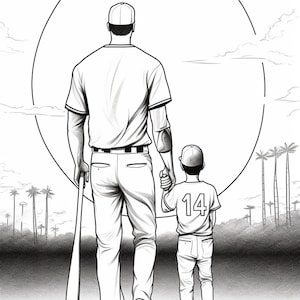 Father and Son Baseball 3- Coloring Pages (5) - Etsy
