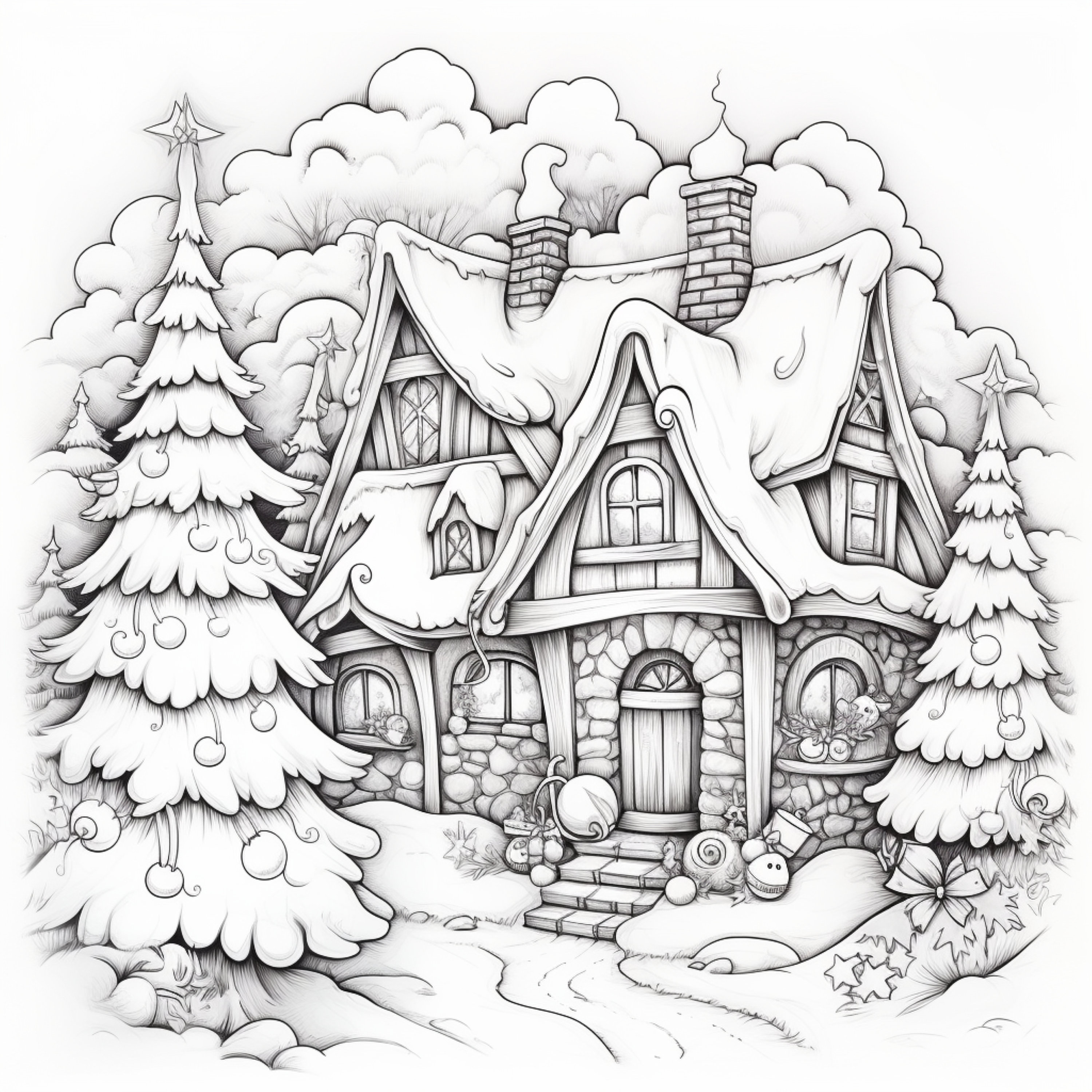 Winter/christmas 1 Coloring Pages 5 - Etsy
