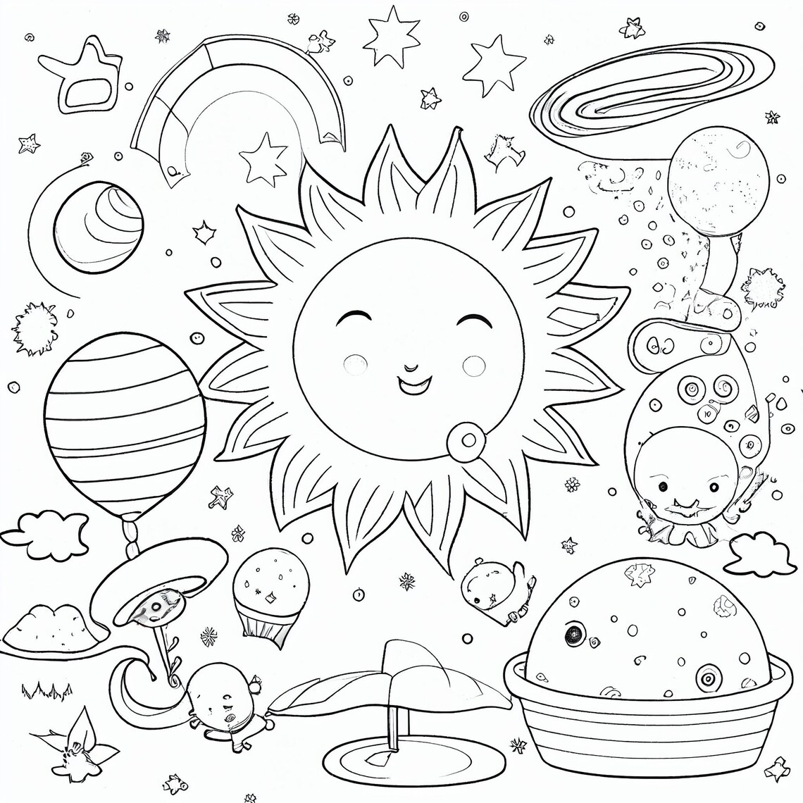 Outer Space 4- Coloring Pages (4) - Etsy