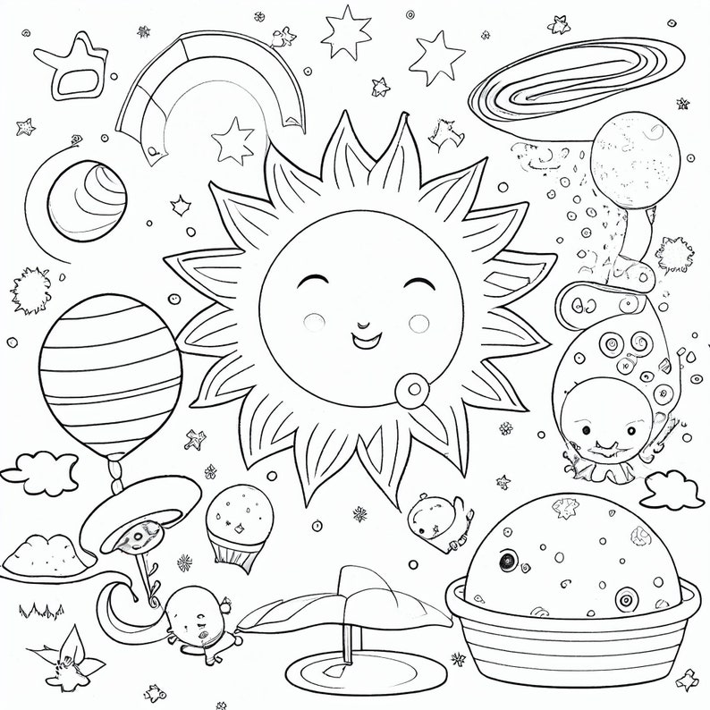 Outer Space 4- Coloring Pages (4) - Etsy