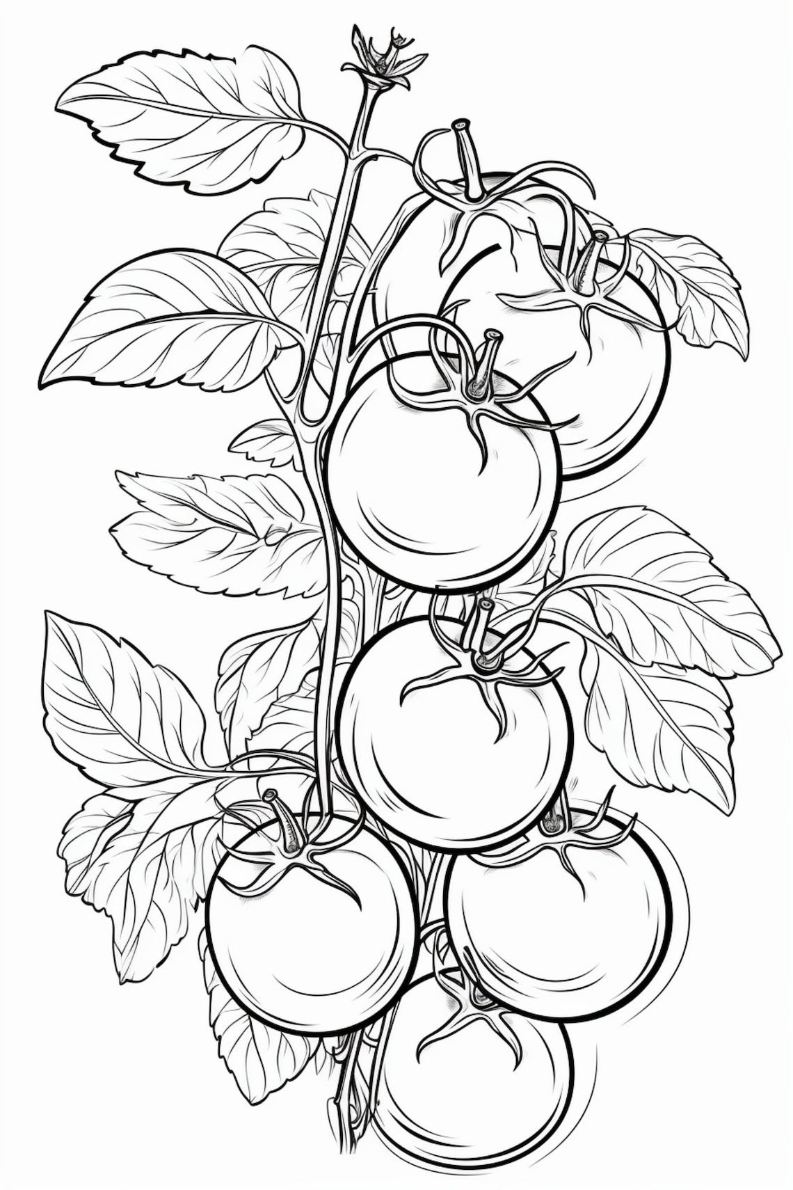 Tomato- Coloring Pages (5) - Etsy