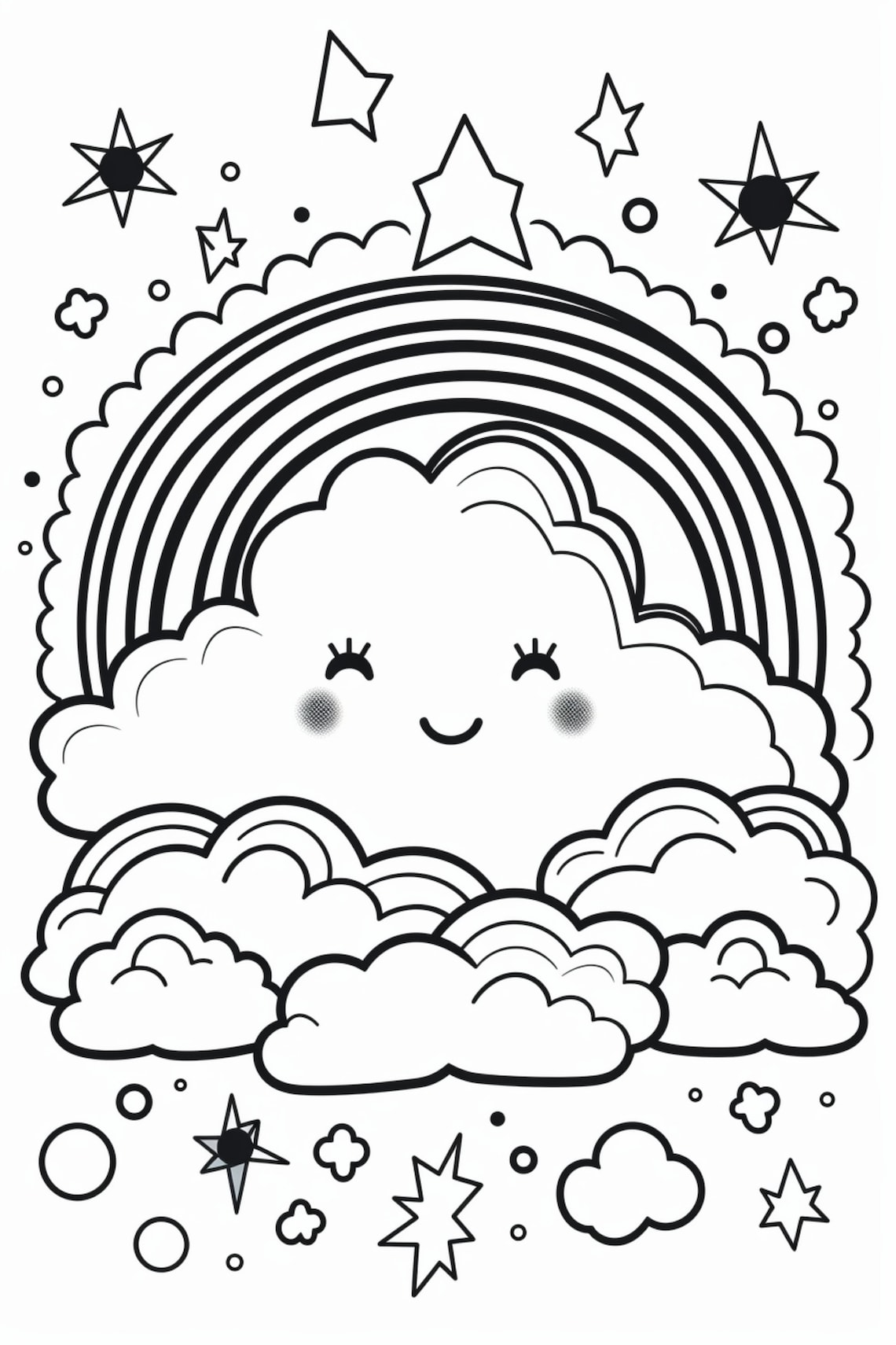 Rainbow 3- Coloring Pages (5) - Etsy