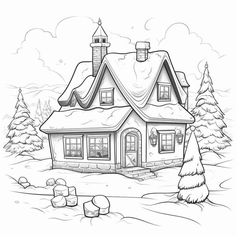 Winter/christmas 4 Coloring Pages 5 - Etsy