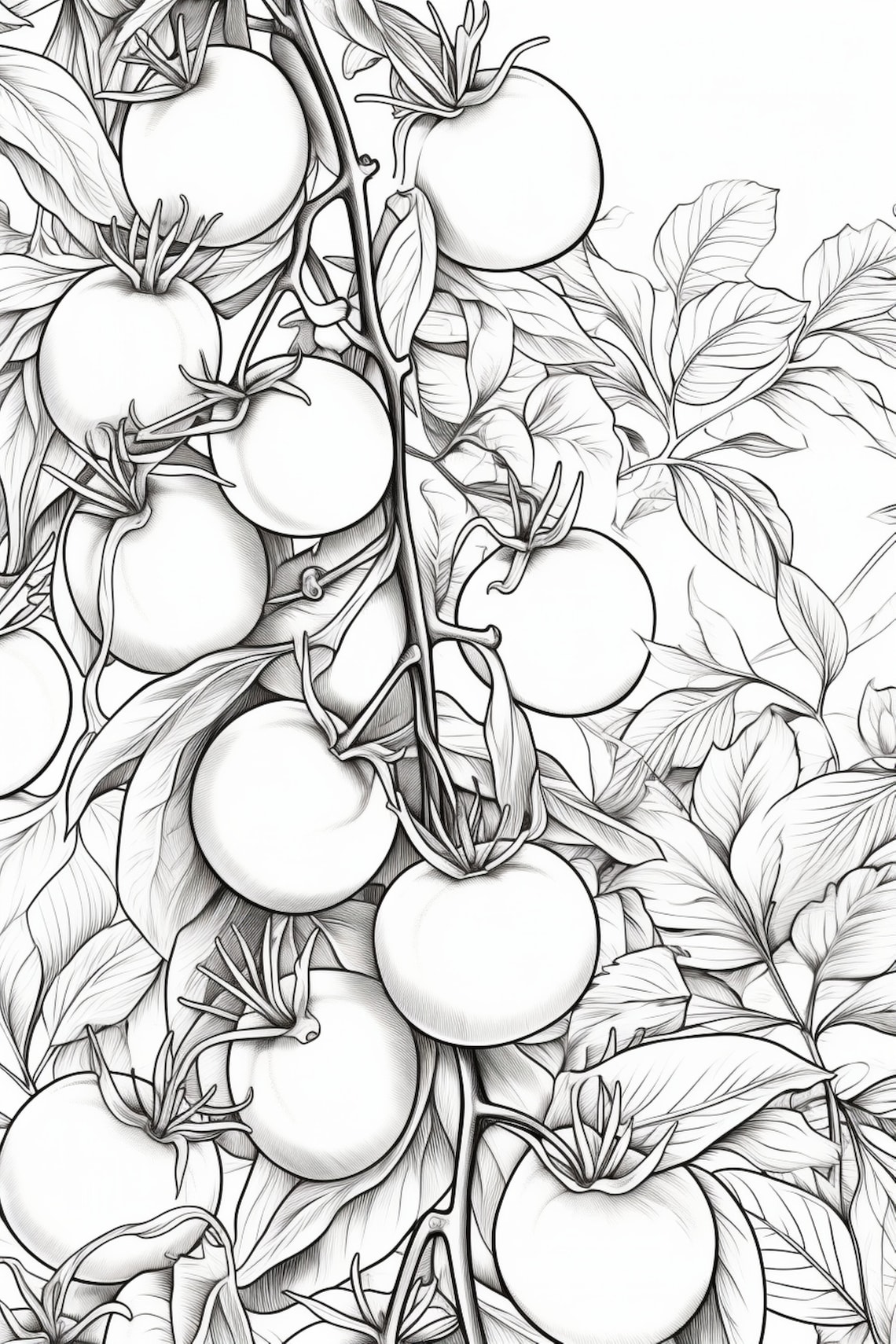 Tomato- Coloring Pages (5) - Etsy