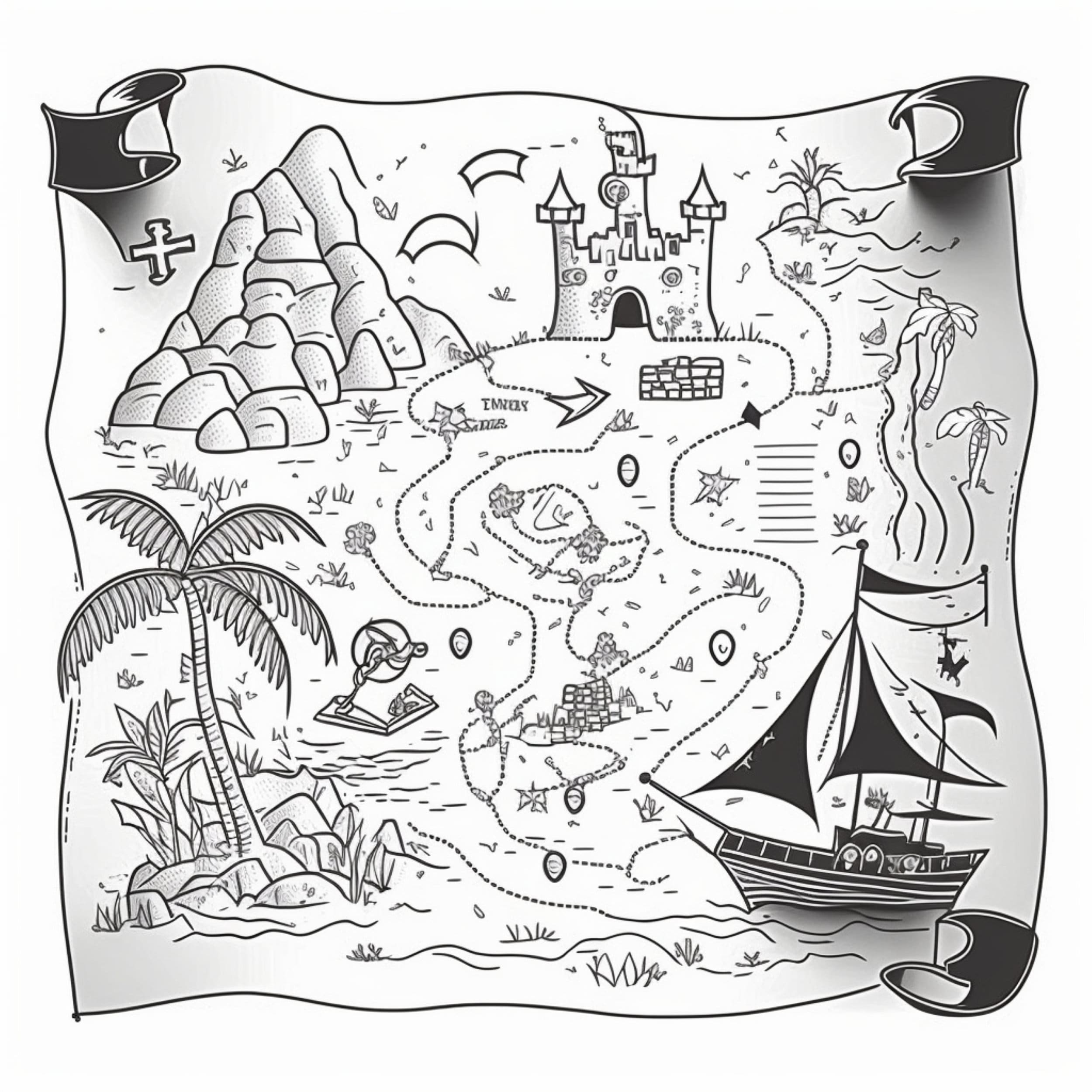Treasure Map 2- Coloring Pages (5) - Etsy