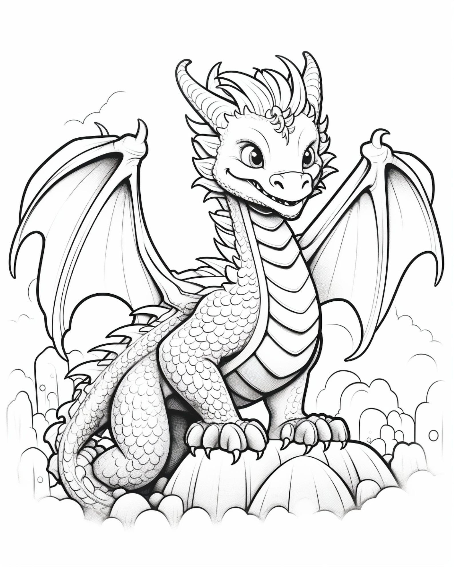 Dragon 2- Coloring Pages (5) - Etsy