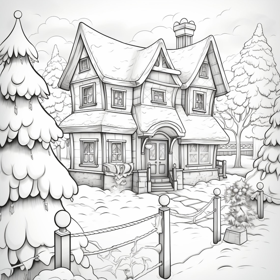 Winter/christmas 1 Coloring Pages 5 - Etsy