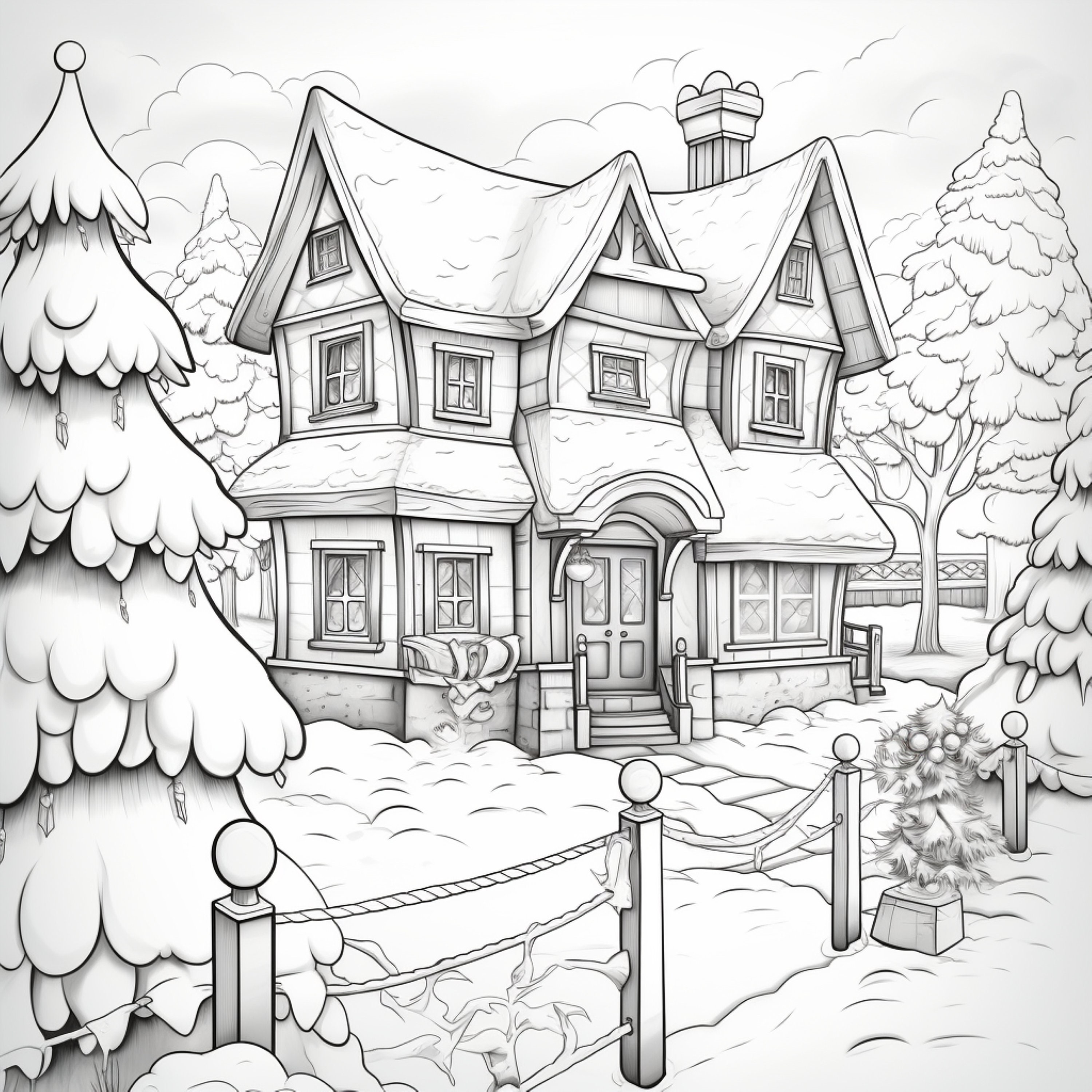 Winter/christmas 1 Coloring Pages 5 - Etsy