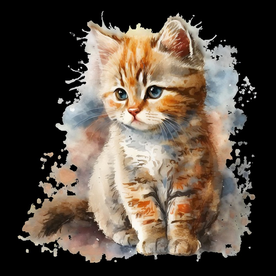 Watercolor Cute Cat Clipart - Etsy