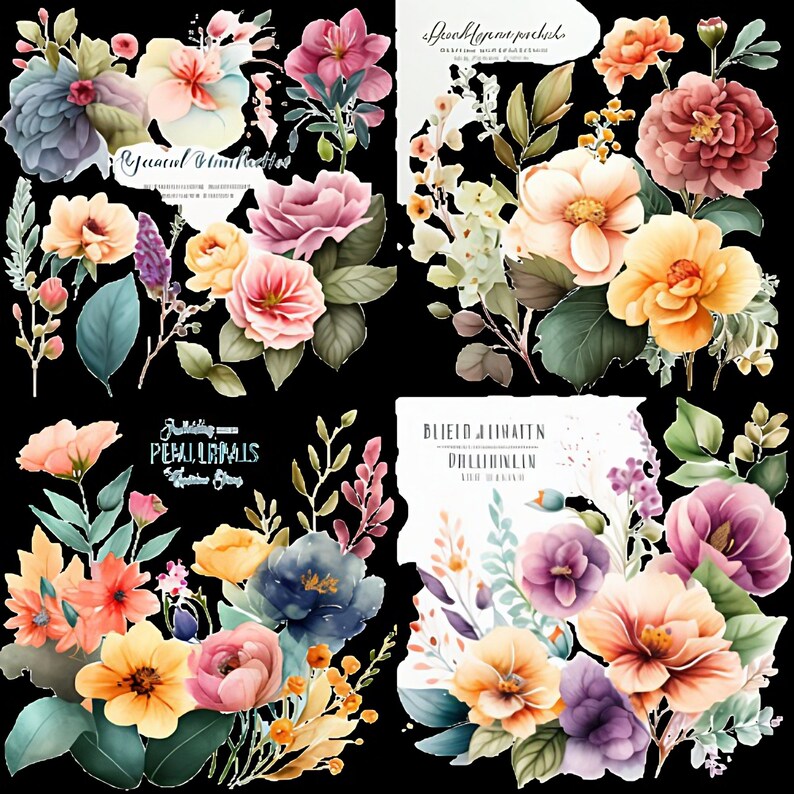 Watercolor Flower Clipart - Etsy