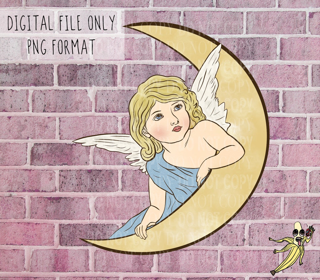 Moon Angel Sublimation Design Downloads PNG File Graphic Design - Etsy