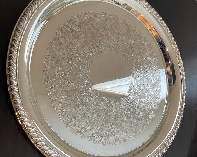 Vintage International Silver Tray or Platter. Round 12 1/4" With Ornate ...
