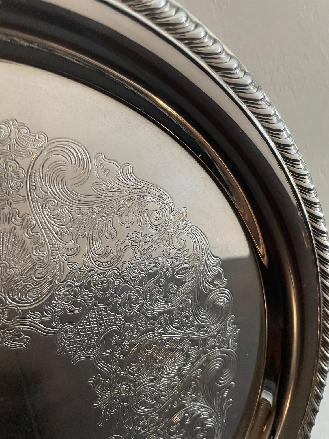 Vintage International Silver Tray or Platter. Round 12 1/4 With Ornate ...