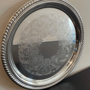 Vintage International Silver Tray or Platter. Round 12 1/4 With Ornate ...