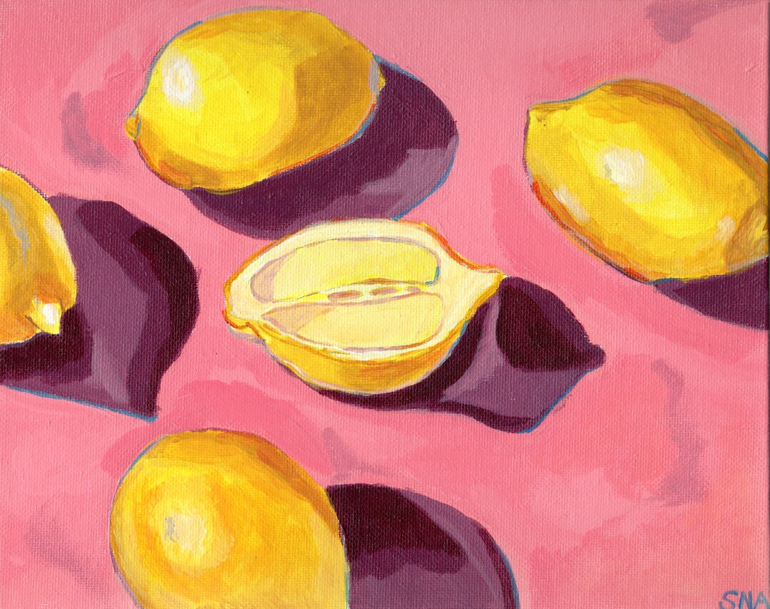 Lemons Original Acrylic Painting, Fruit Art, Yellow Lemons, Fine Art ...