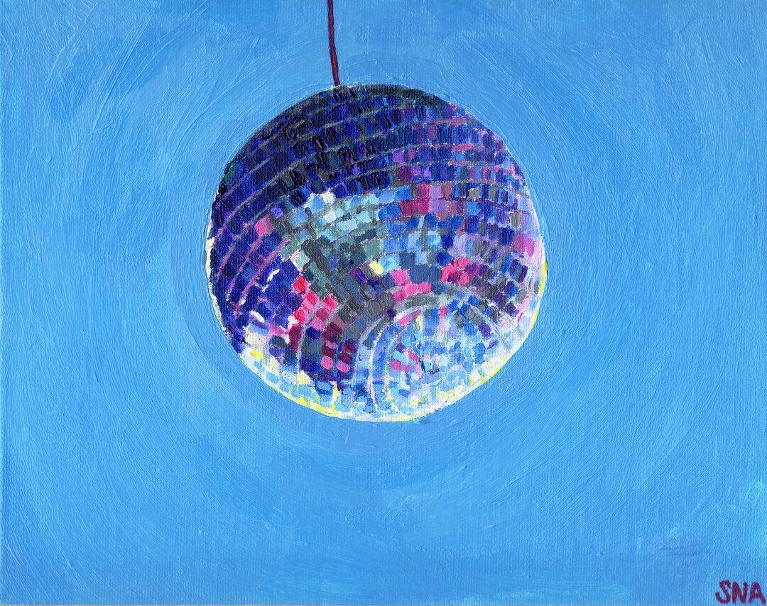 Disco Ball: Original Painting, Still Life, Fine Art Acrylic Paint, One ...