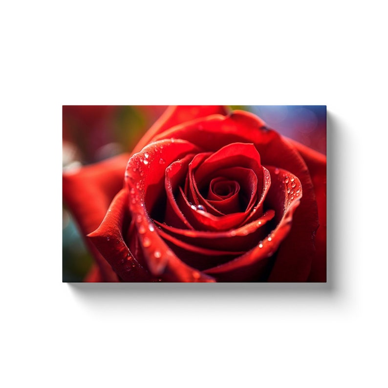Nature's Teardrops: Captivating Red Rose Canvas Print With Glistening ...