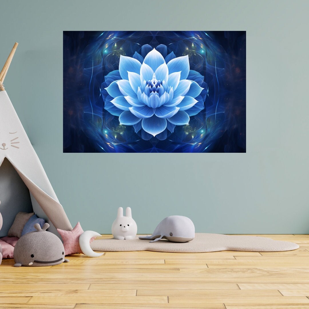 Blue Bliss: Handcrafted Canvas Featuring Baby Blue Lotus and Water ...
