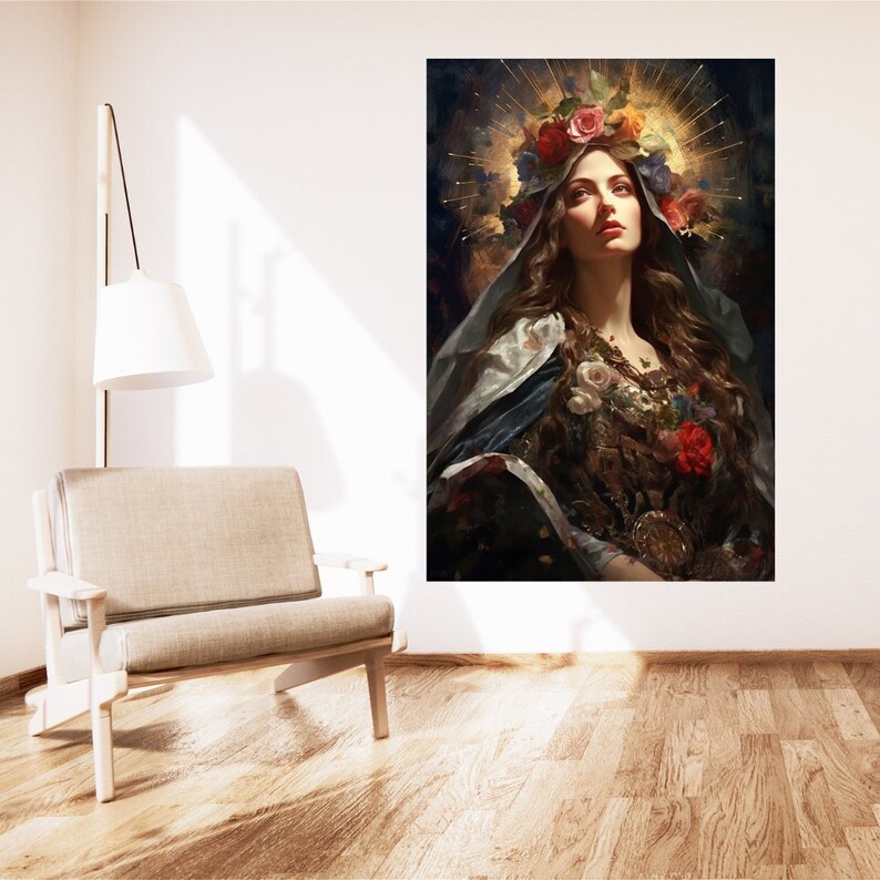 Divine Grace: Mary Magdalene With Roses and Illuminating Light Canvas ...