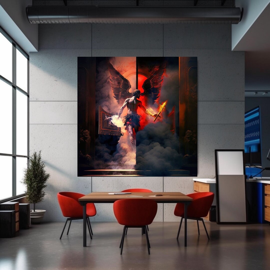 Celestial Conflict: Battle Angel Canvas Print - Etsy