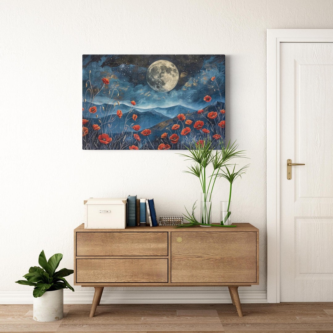 Magic Moon & Poppies: Navy Blue Mountain Views - Mountain Views Wall ...