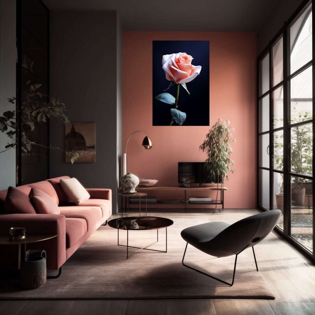 Graceful Pink Rose Canvas Print | Floral Wall Art Decor - Etsy