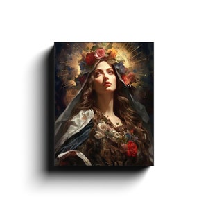 Divine Grace: Mary Magdalene With Roses and Illuminating Light Canvas ...