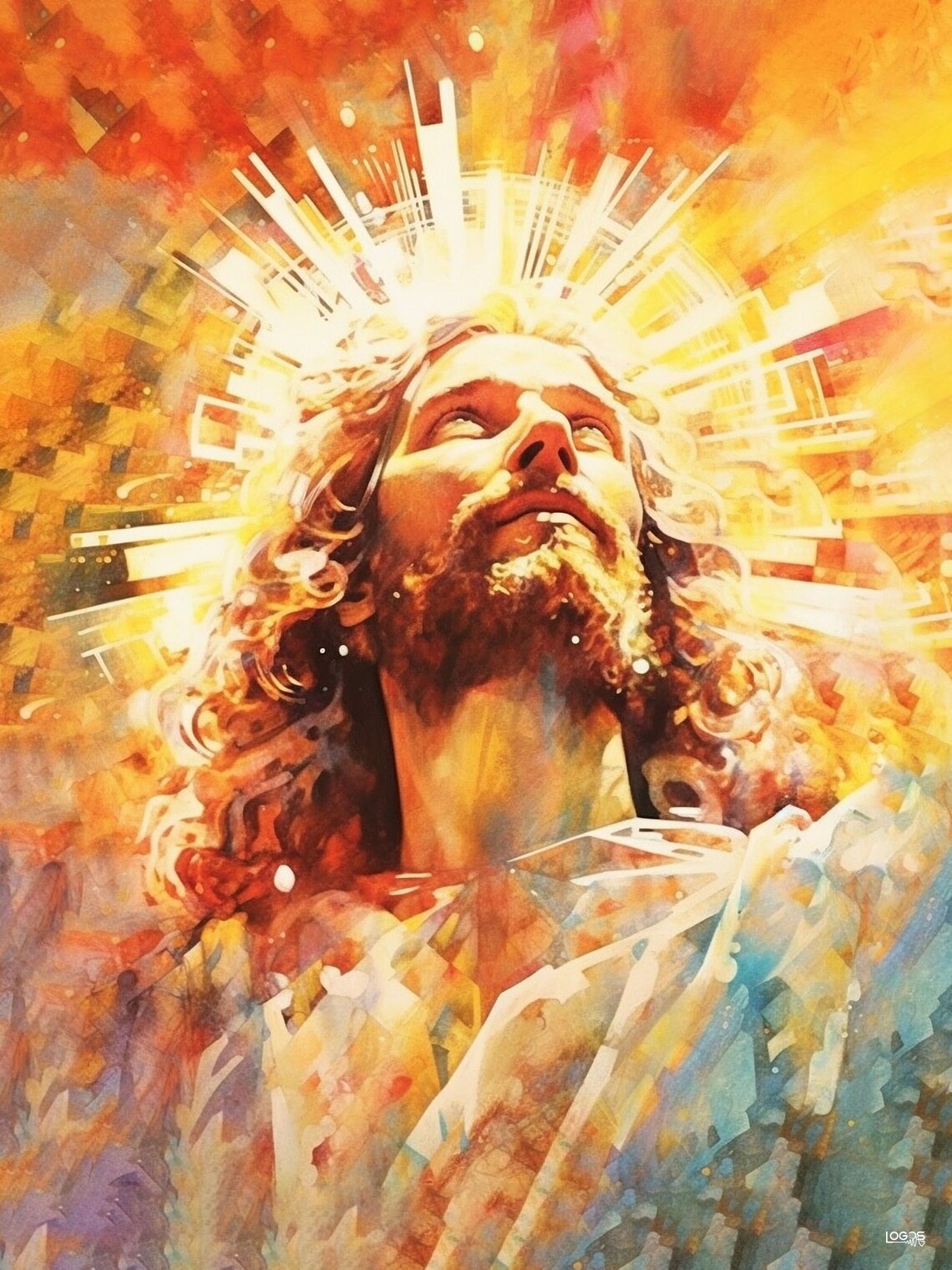 Digital Download Print Sunlit Savior: Vibrant Watercolor Canvas Print ...