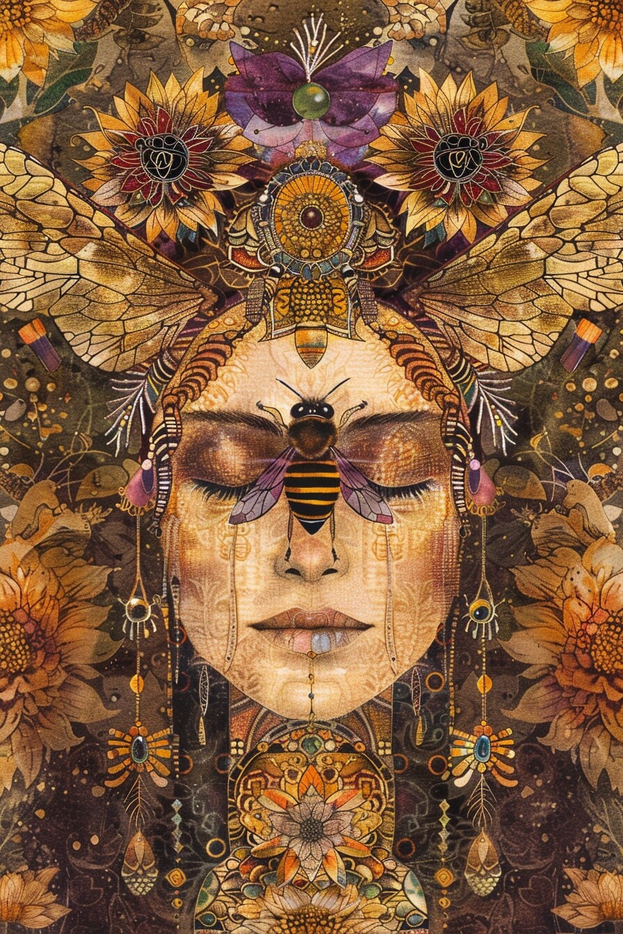 Digital Print of Buzzing Wisdom: Honey Bee Priestess Shamanic Medicine ...