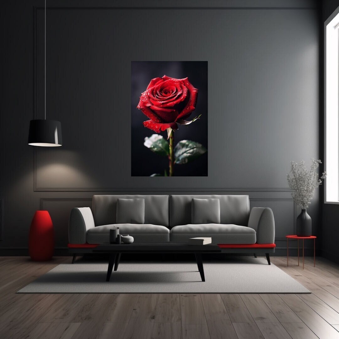 Passion in Bloom: Red Rose Canvas Print - Etsy